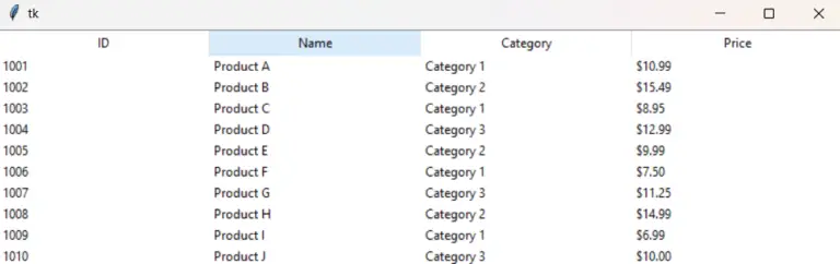 Tkinter Table Widget using Treeview (Python) - CodersLegacy Tkinter Table Widget using Treeview (Python) - CodersLegacy